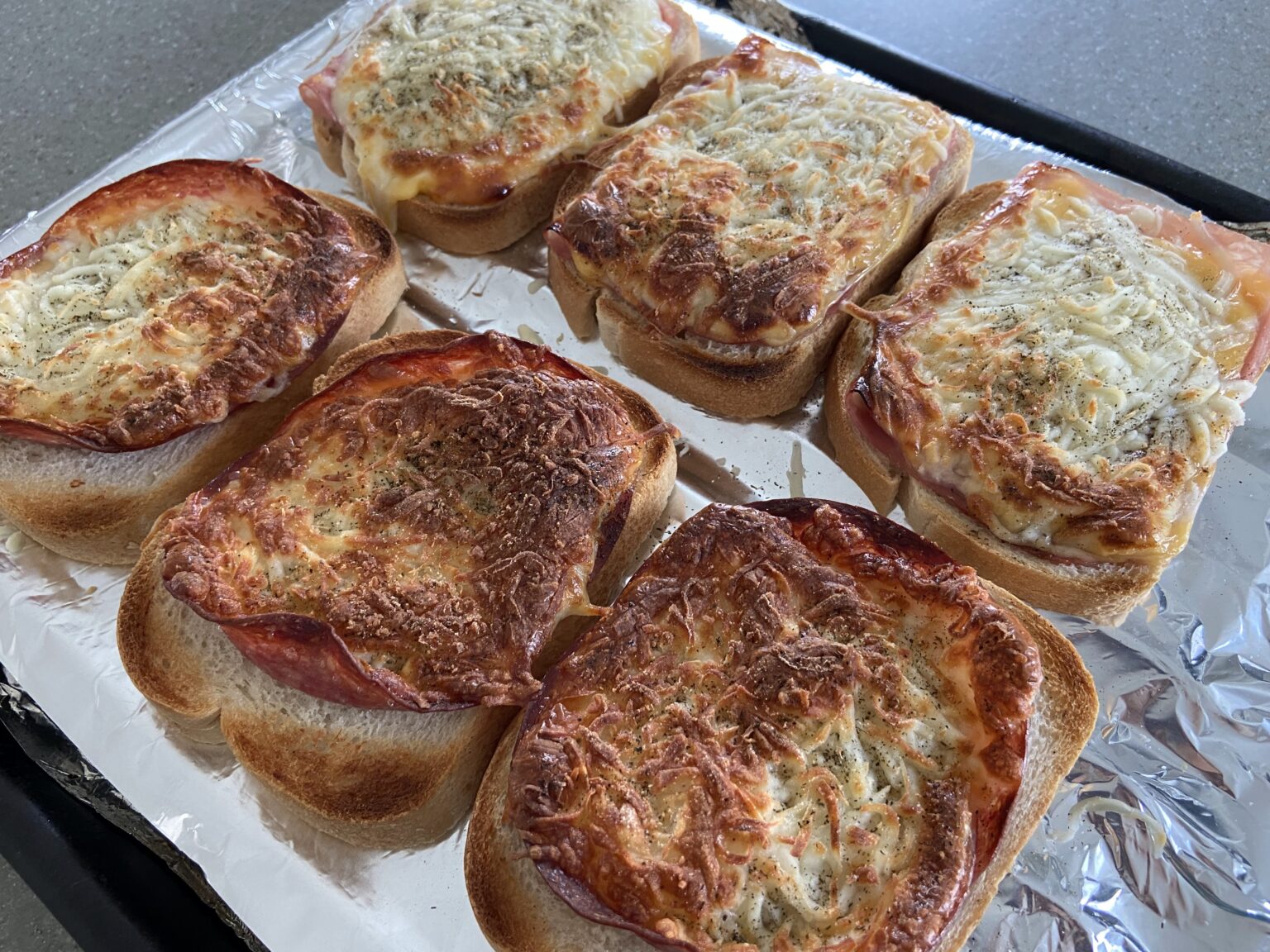 Open-Faced Toasted Ham and Cheese Sandwich Melts - Emmandi's Kitchen