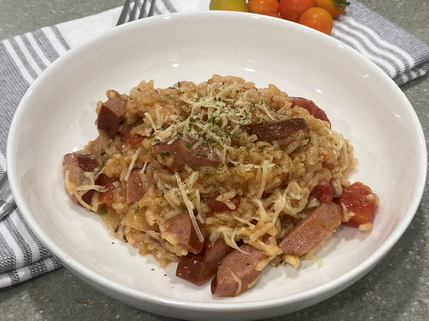 One-pot kielbasa and rice bake